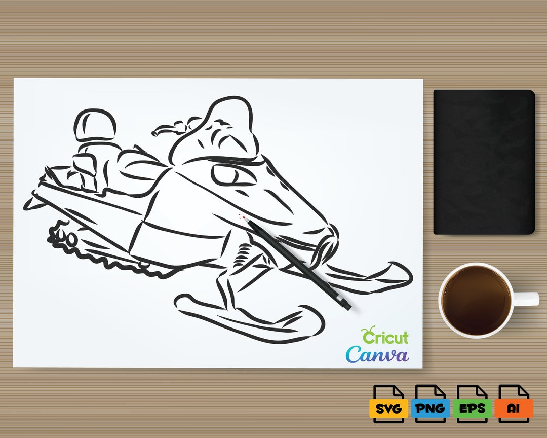 Snowbike / Motorcycle Drawing SVG PNG Eps and Ai Formats - Etsy