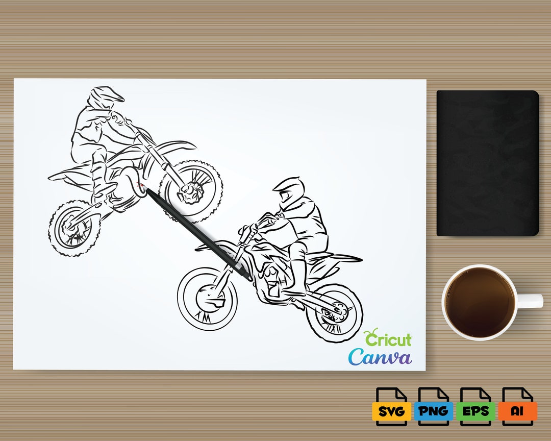 Motocross Drawing 1 SVG PNG Eps and Ai Formats Ready to - Etsy
