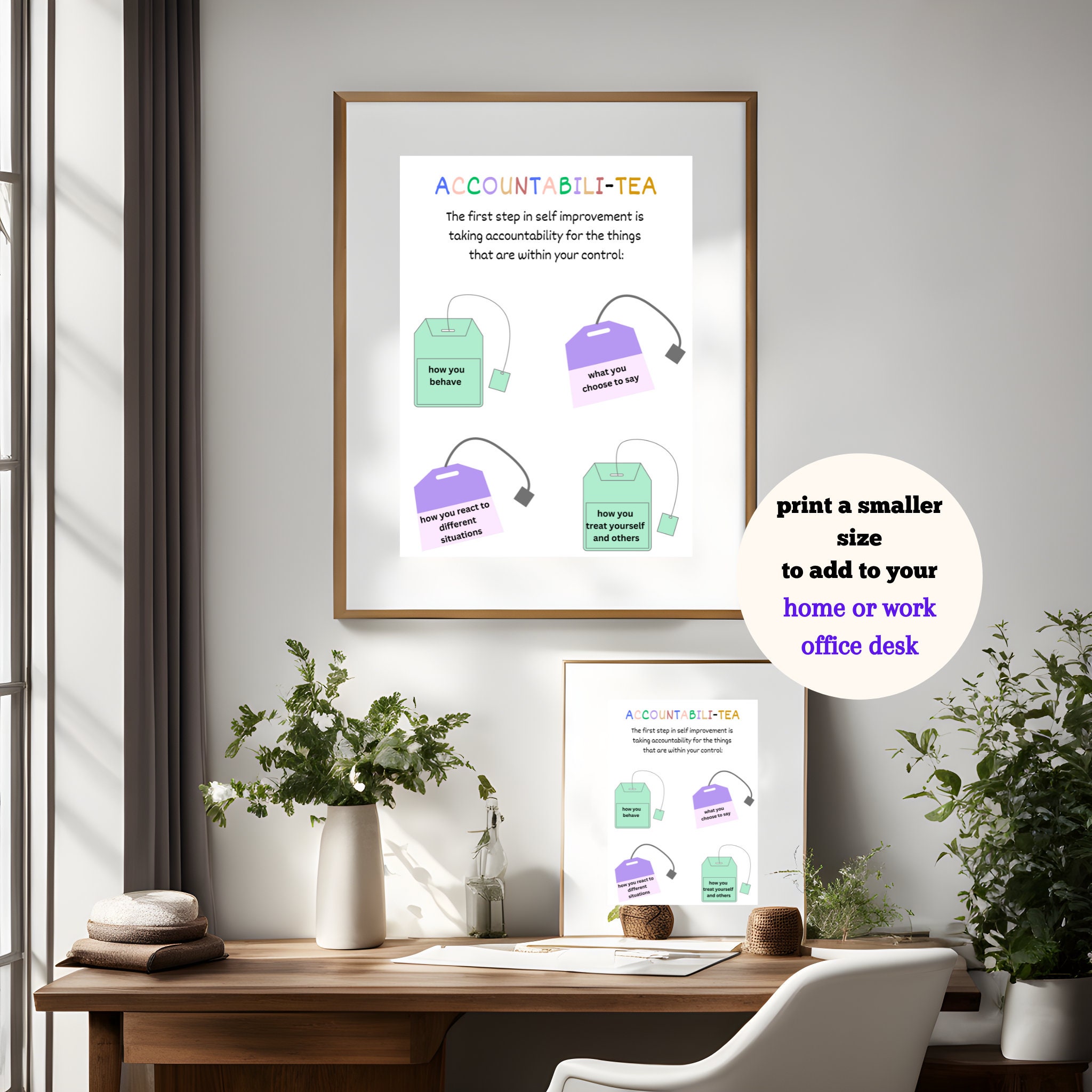 Accountability Self Awareness Poster Self Improvement Quote Growth Wall Desk Art Empowerment ...
