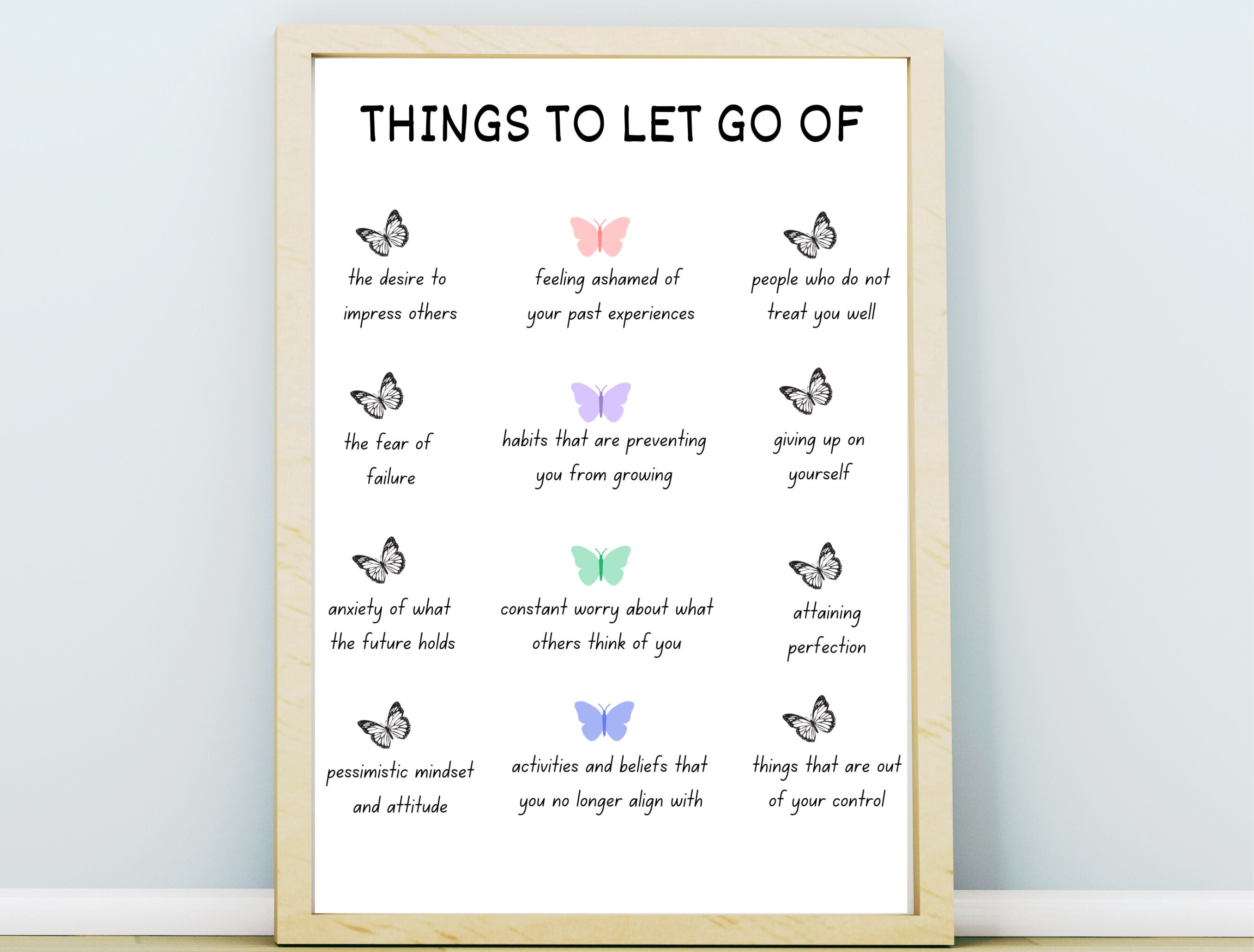 Anxiety Tips Printable, Things to Let Go of Art, Self Growth Wall Desk ...