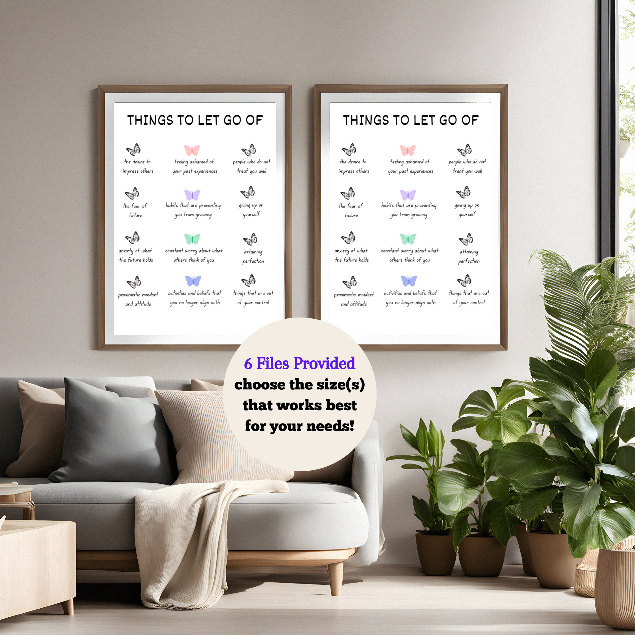 Anxiety Tips Printable, Things to Let Go of Art, Self Growth Wall Desk ...
