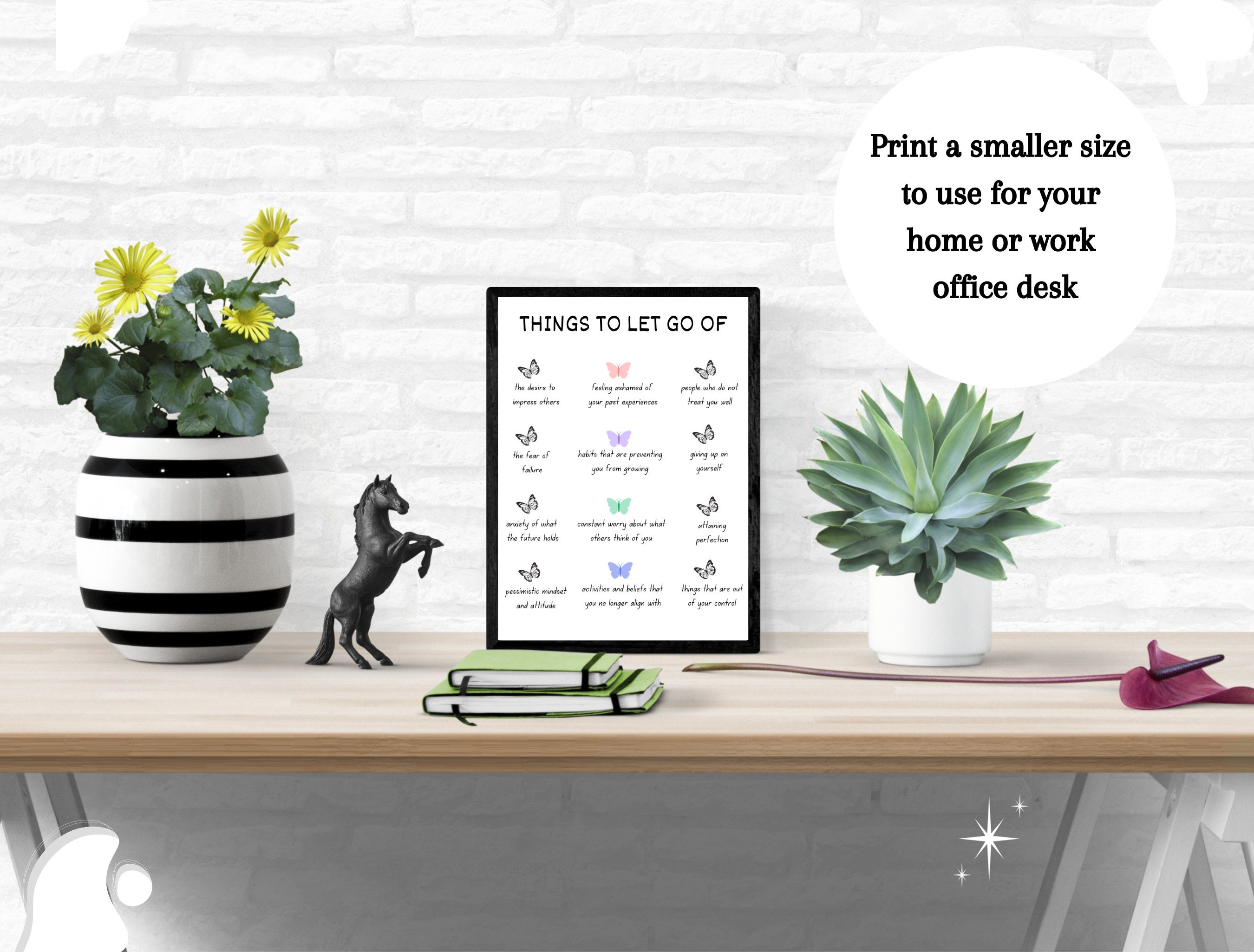 Anxiety Tips Printable, Things to Let Go of Art, Self Growth Wall Desk ...