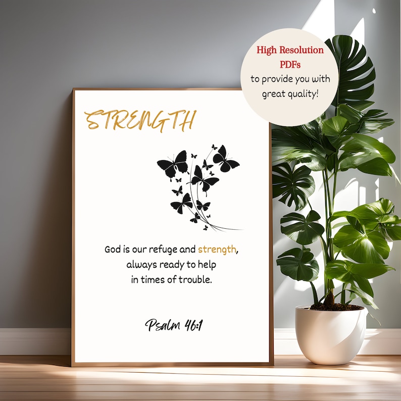 Bible Verse Wall Art, Scripture Wall Art Bundle, Heart Soul Strength ...