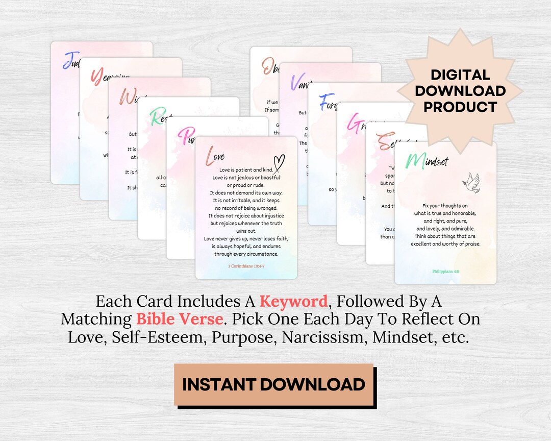 Daily Bible Affirmation Cards, Encouraging Scripture, Pastel Positive ...