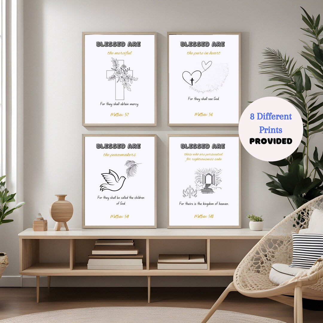 Beatitudes Wall Art, Faith Love Religious, Jesus Scripture, Easter ...