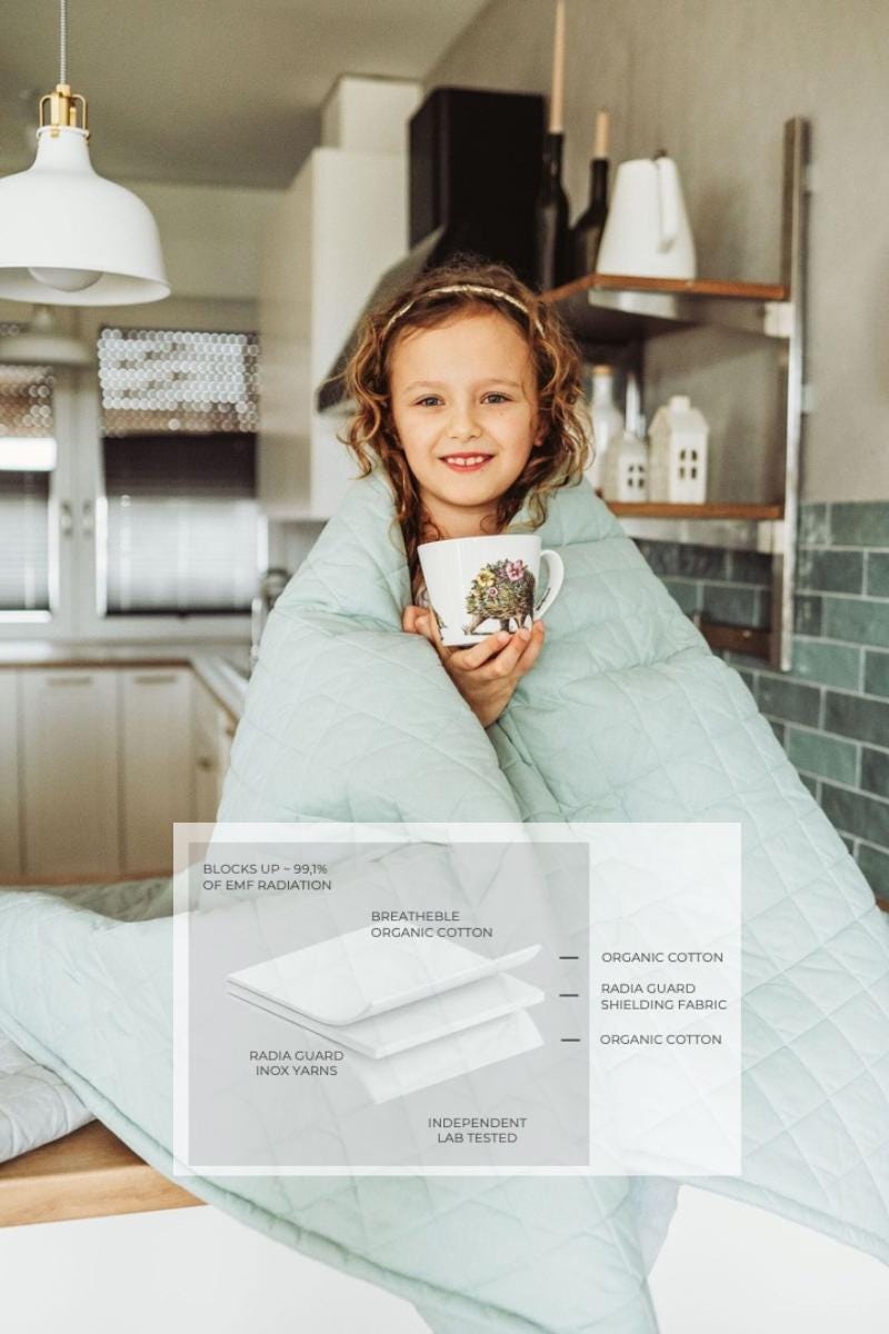 SWAN HERO EMF Antiradiation Quilted Cotton Blanket Sage 150×200cm ...