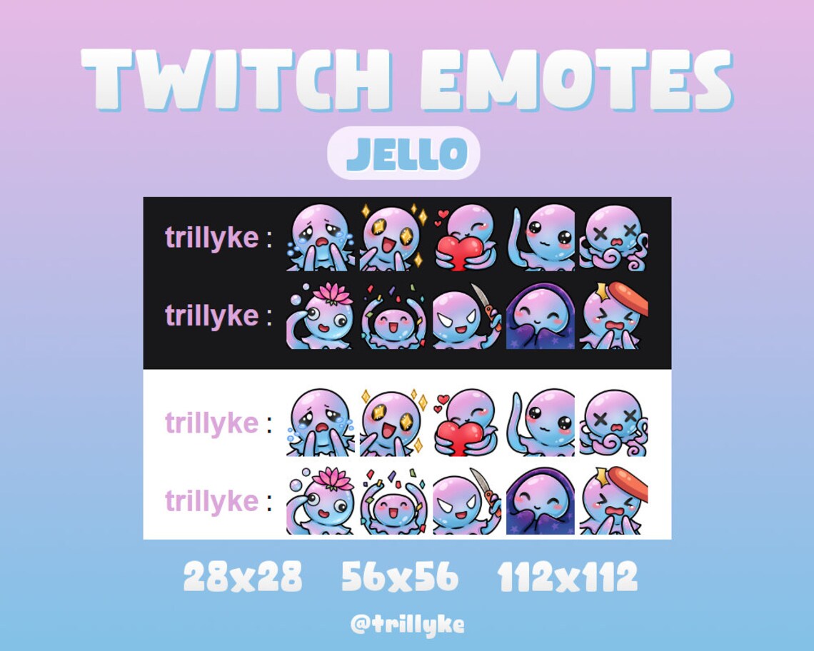 JELLO Jellyfish EMOTES (10) | Twitch Emote Pack | Cheer, Bonk, Heart ...