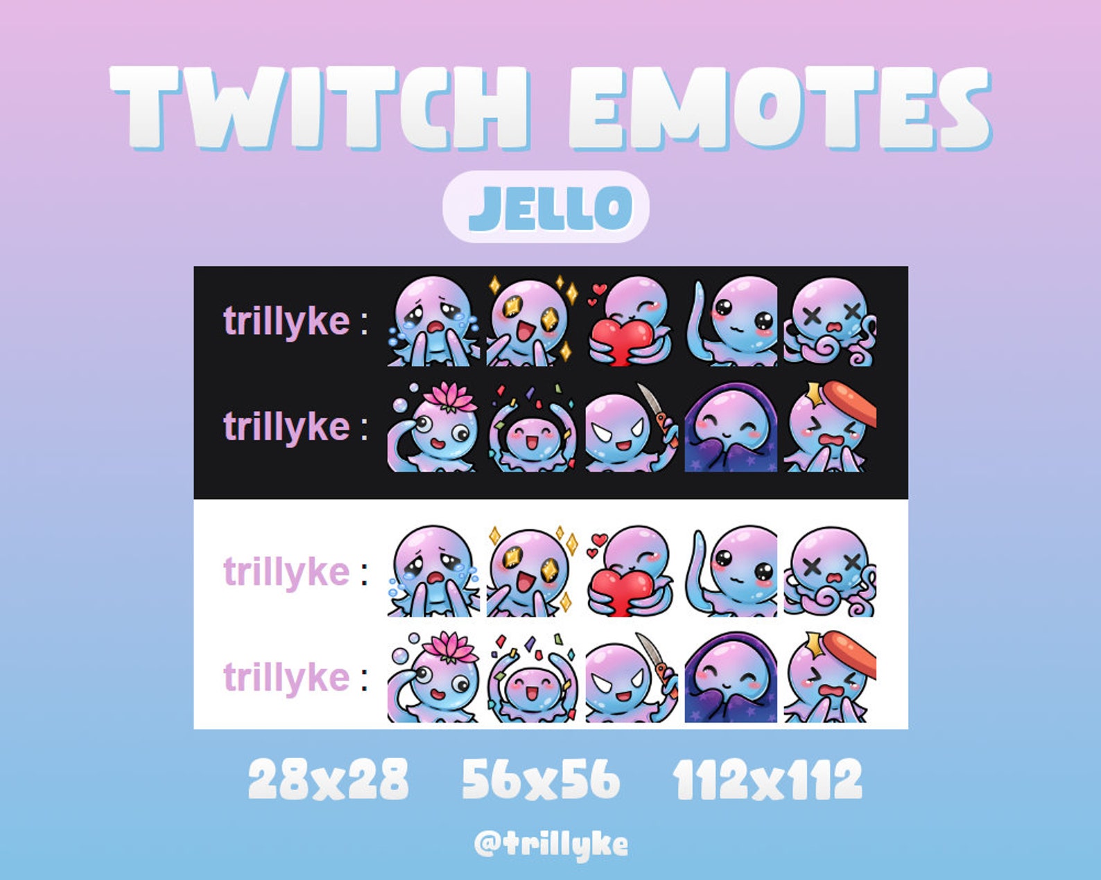 JELLO Jellyfish EMOTES (10) | Twitch Emote Pack | Cheer, Bonk, Heart ...