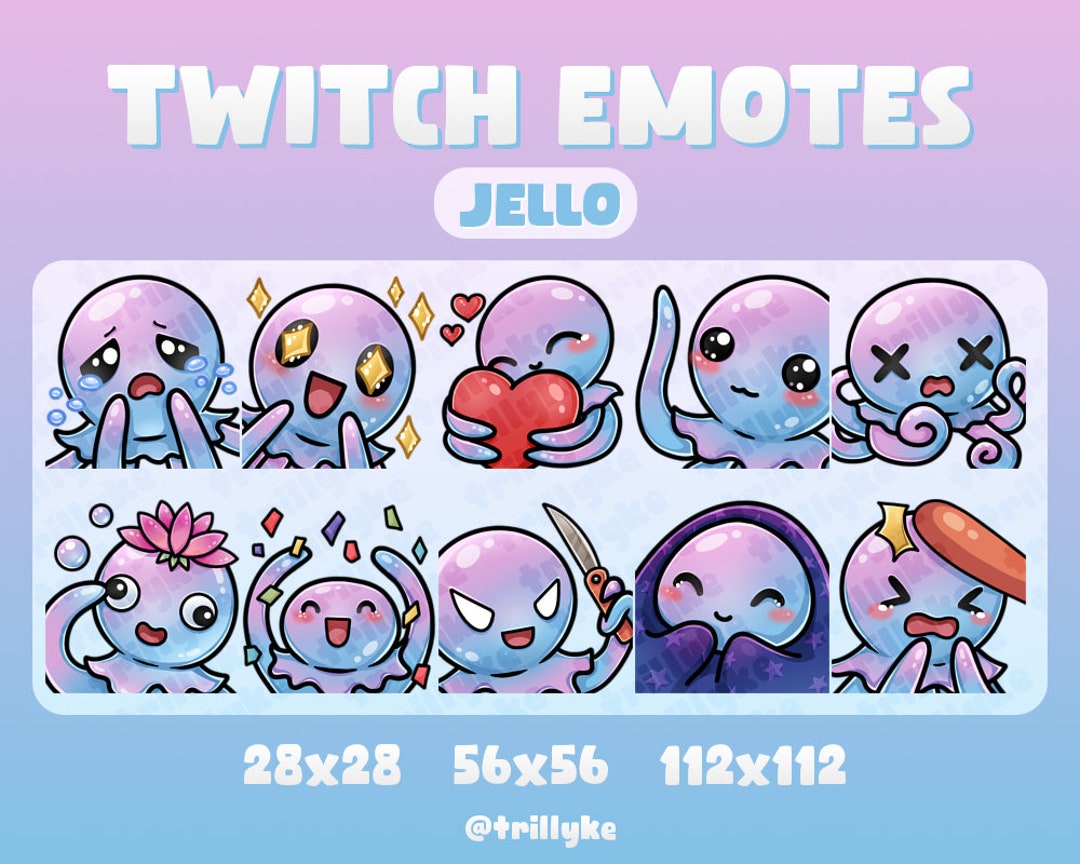JELLO Jellyfish EMOTES (10) | Twitch Emote Pack | Cheer, Bonk, Heart ...