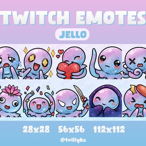 JELLO Jellyfish EMOTES (10) | Twitch Emote Pack | Cheer, Bonk, Heart ...