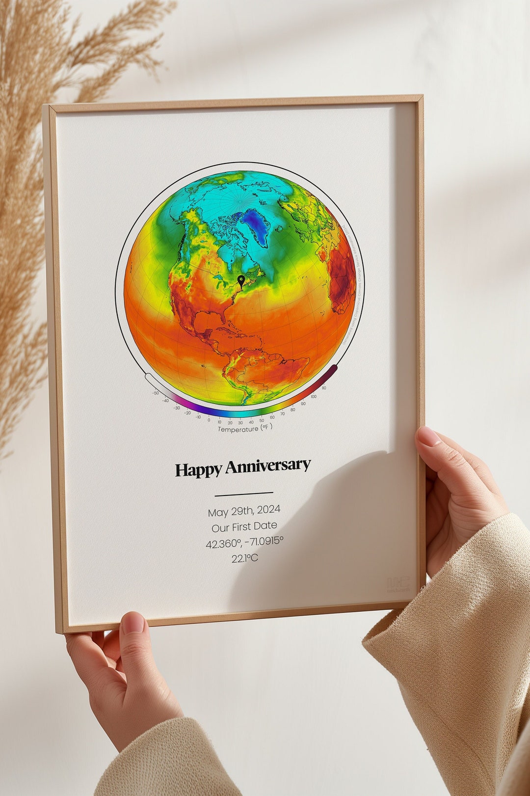 Personalized Weather Map Anniversary Gift Idea for Him Custom ...