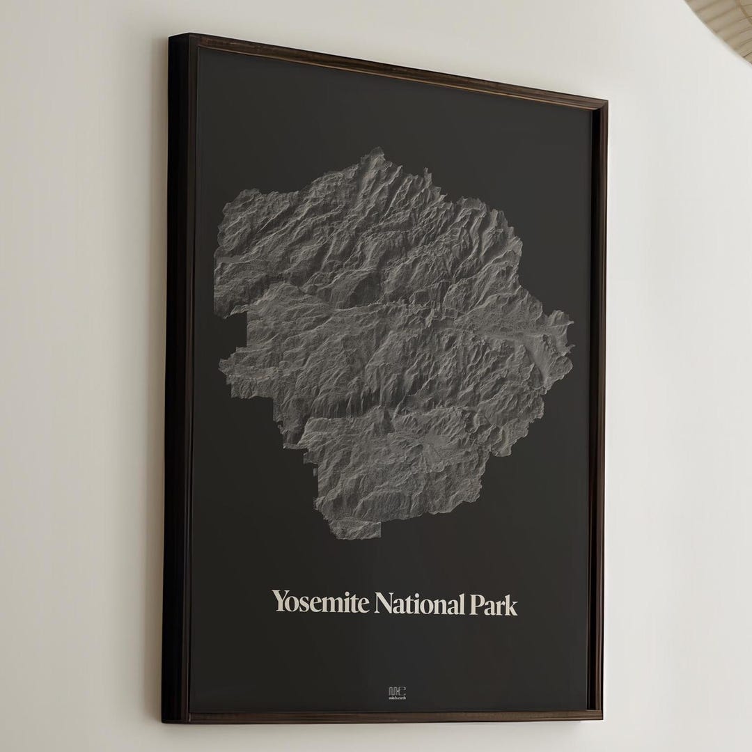 Yosemite National Park Map of Yosemite Poster Mountain Wall Art ...