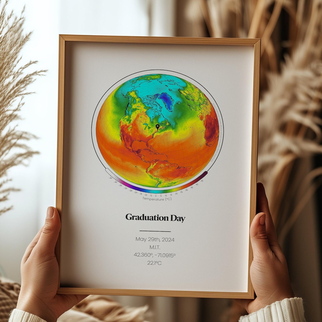 Personalized Graduation Map Print Gift for Meteorologist Custom Map ...