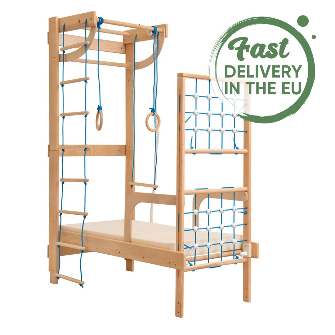 Indoor Jungle Gym Bed, Climbing Swedish Ladder, Montessori Wooden ...