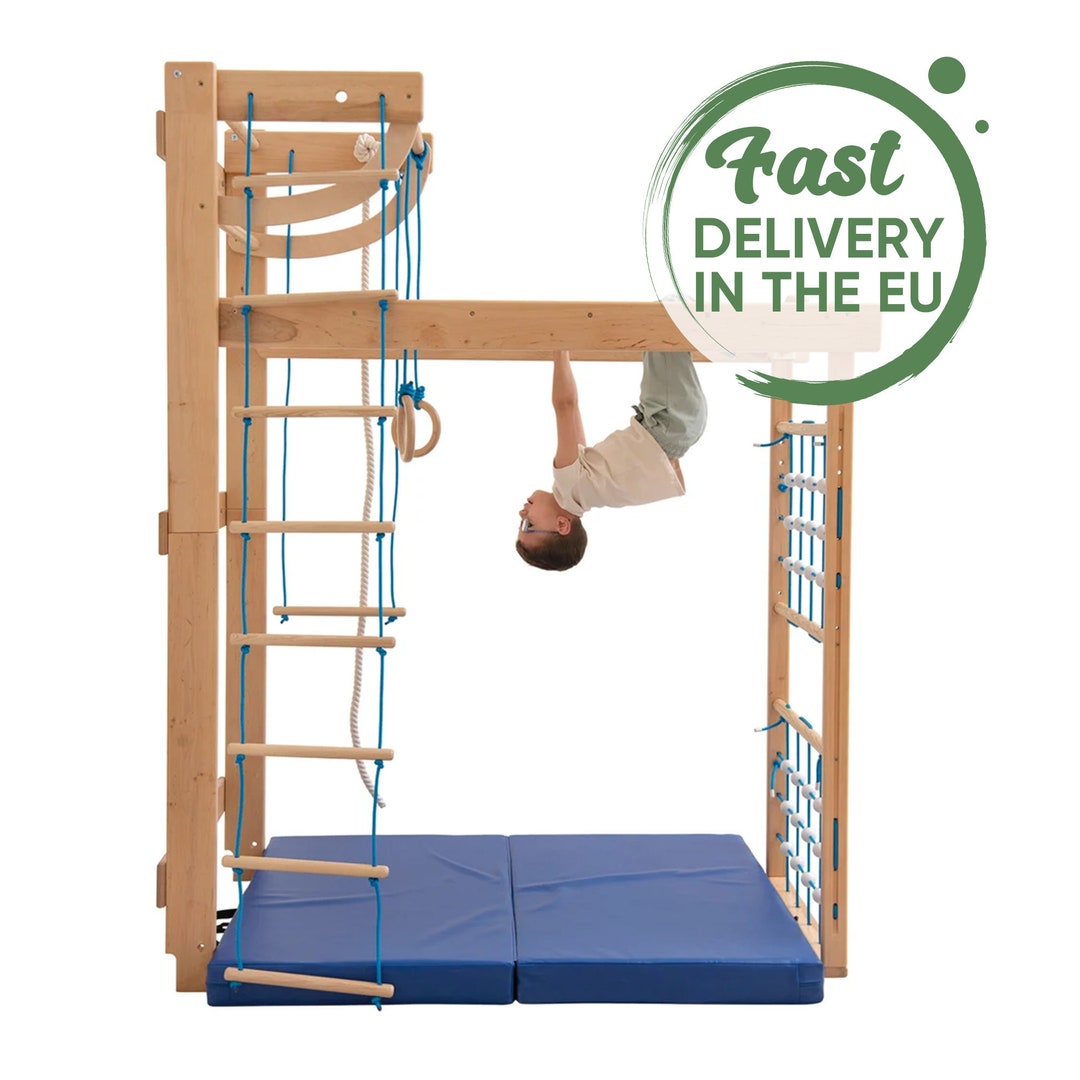 Gym Toddler Bed, Montessori Climbing Bed, Bed With Slats, Kids Playing ...