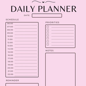 Minimalist Daily Planner Printable Digital Hourly Undated - Etsy