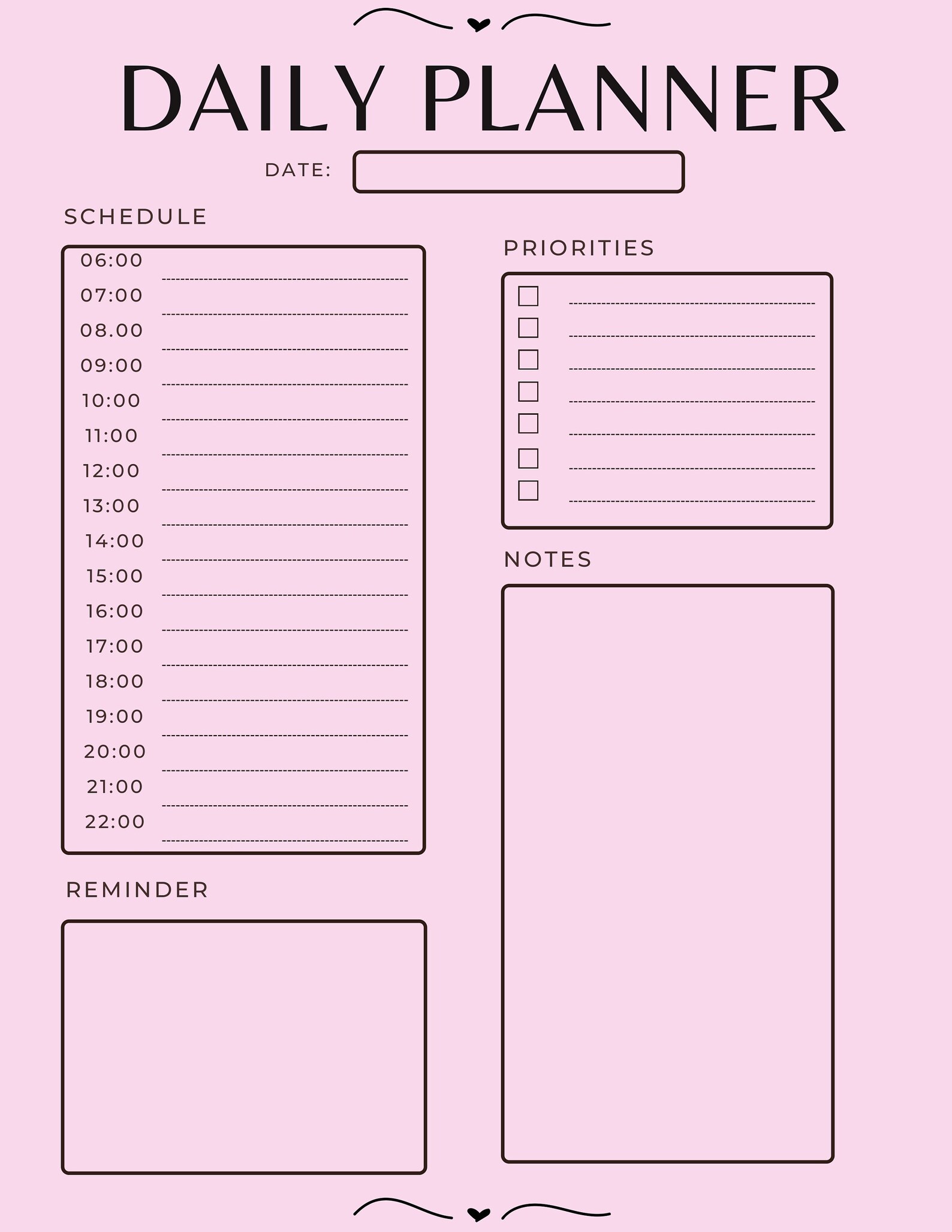 Minimalist Daily Planner Printable Digital Hourly Undated - Etsy