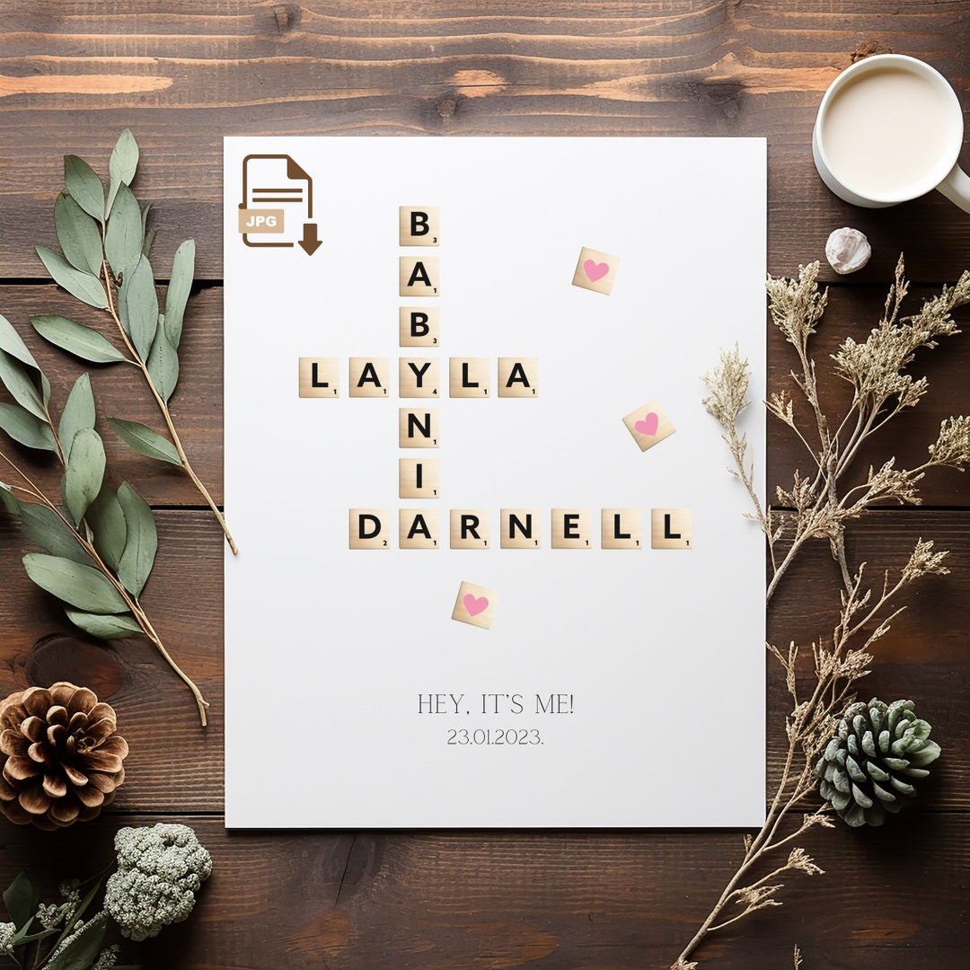 Custom Firstborn Scrabble Poster, Personalised Family Digital Print ...