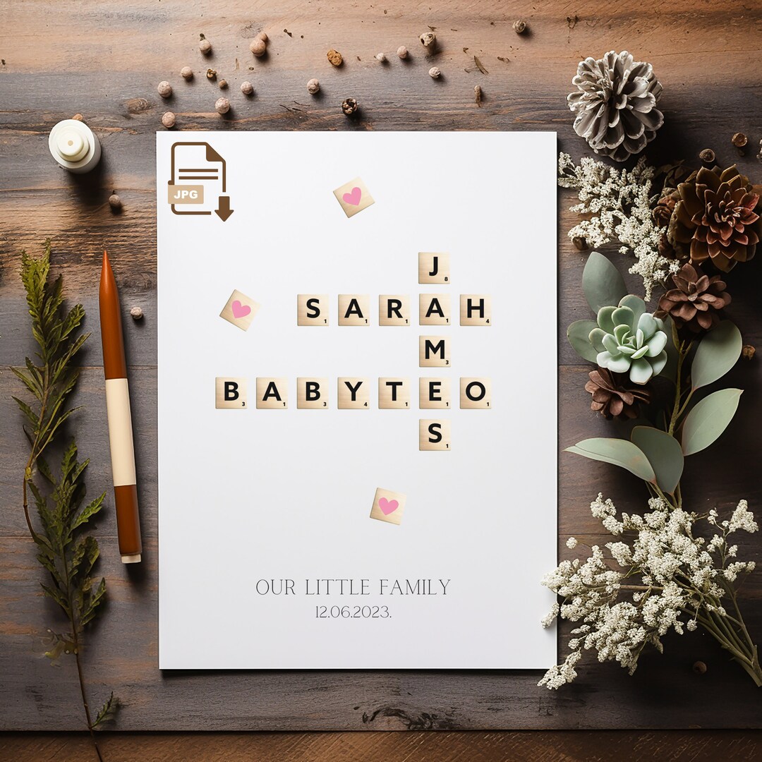 Custom Firstborn Scrabble Poster, Personalised Family Digital Print ...