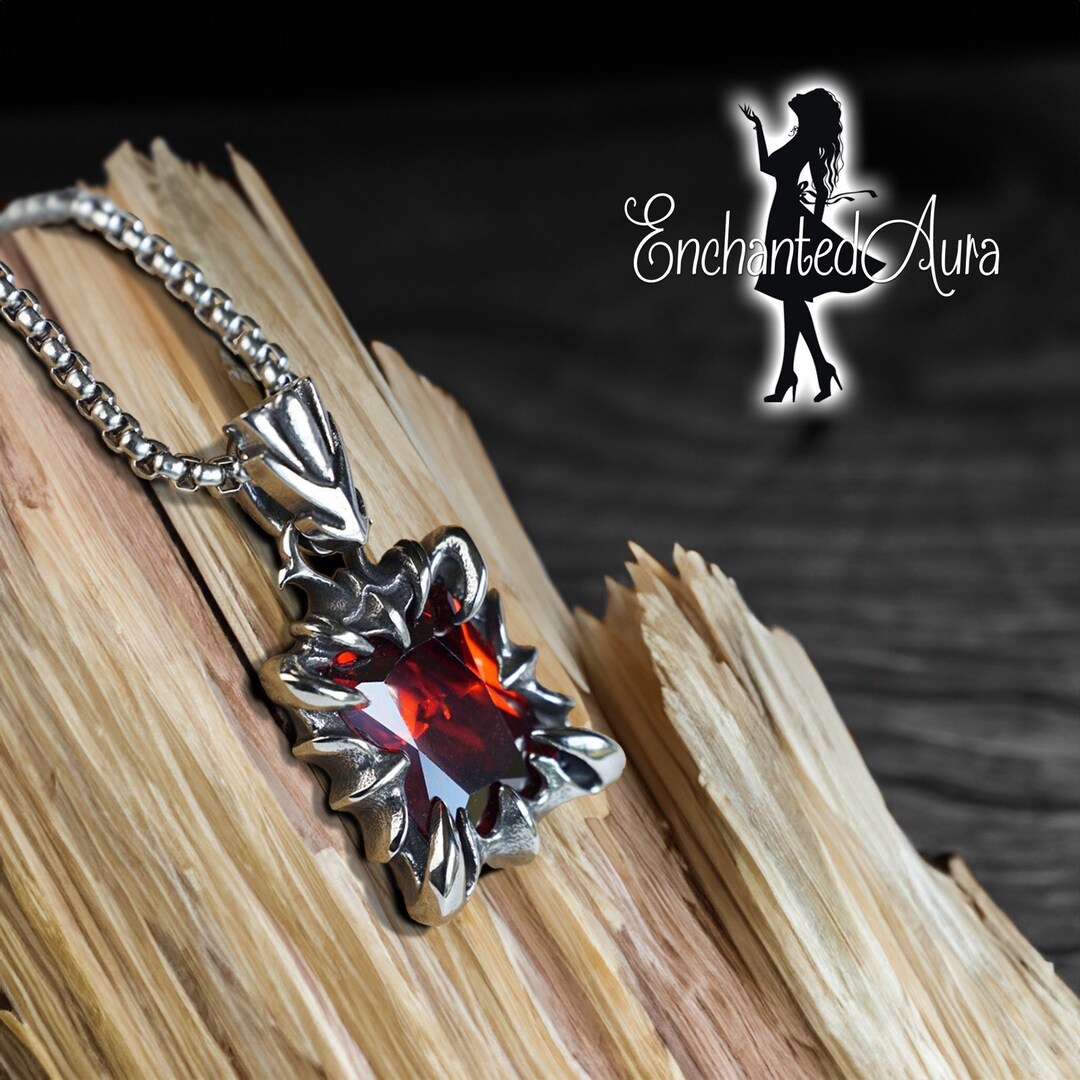 Astarion Style Ruby Gothic Necklace stainless Steel, Goth Jewelry ...