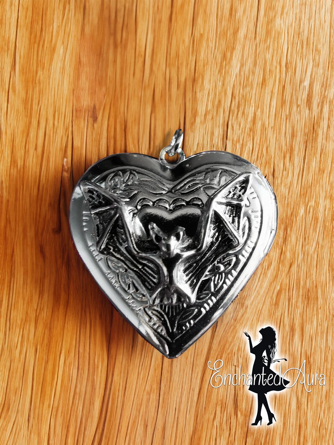 Gothic Locket Necklace, Silver Gothic Necklace, Gifted Locket, Heart ...