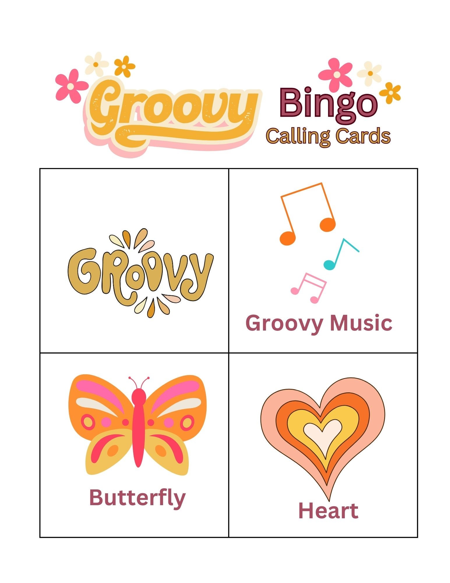 Groovy Bingo Bingo Family Game Party Game Birthday Party - Etsy