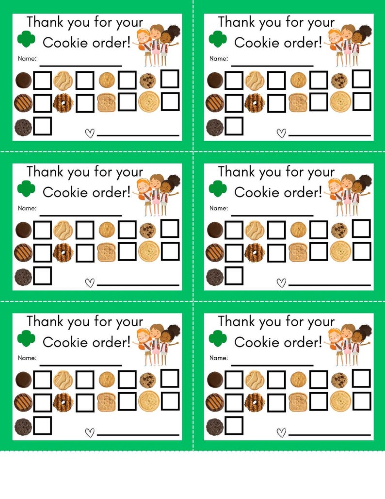 ABC Bakers Thank You, Girl Scout Cookies, Thank You,cookie Orders - Etsy