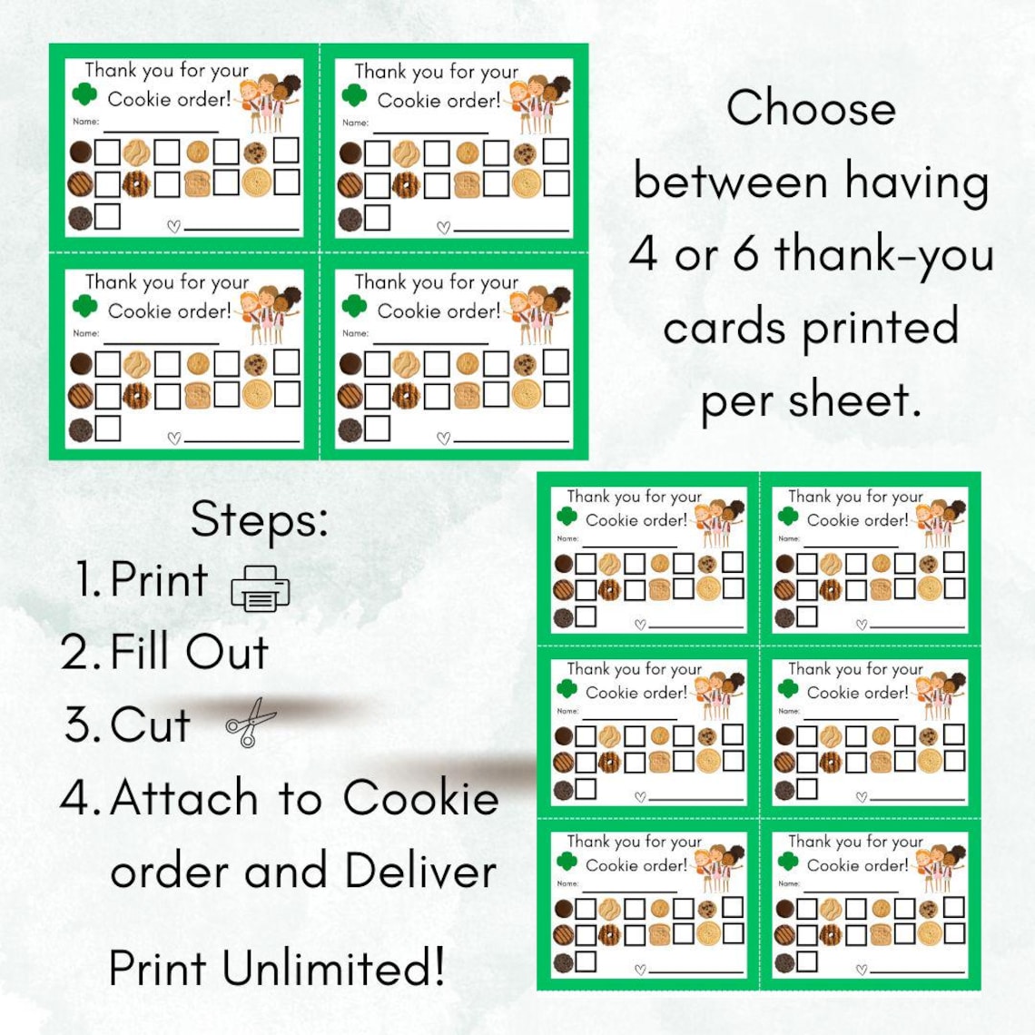 ABC Bakers Thank You, Girl Scout Cookies, Thank You,cookie Orders - Etsy