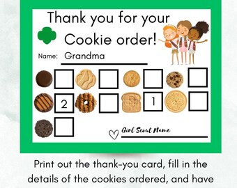 LBB Girl Scout Cookie Order Thank You Printable Little Brownie Cookies ...