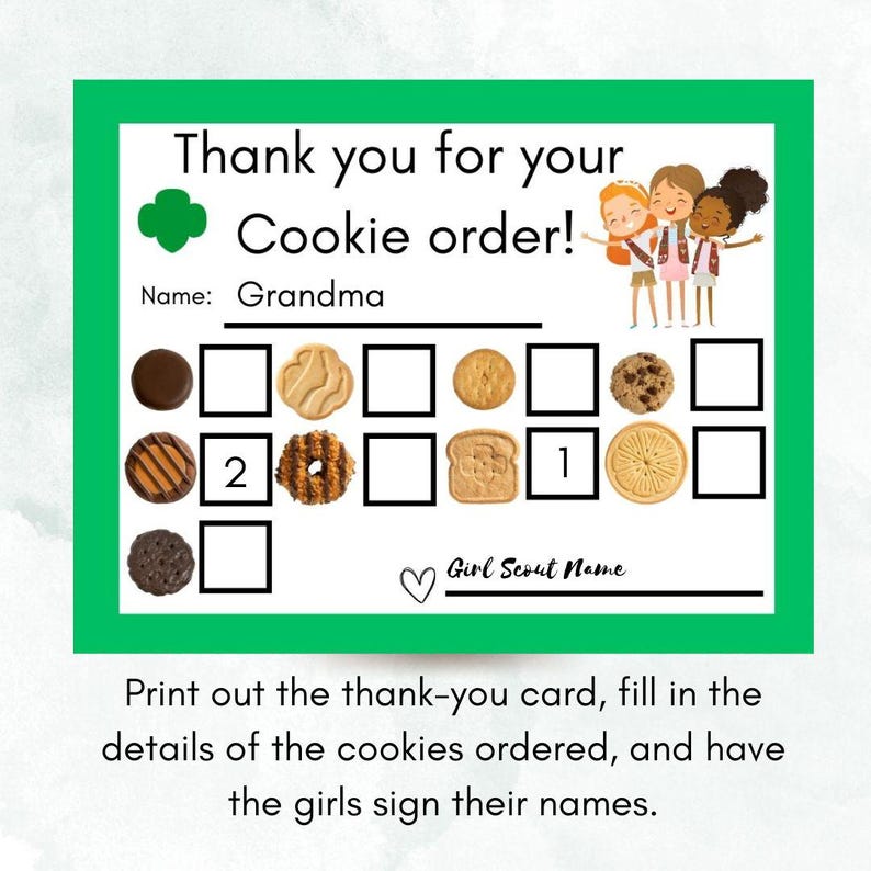 ABC Bakers Thank You, Girl Scout Cookies, Thank You,cookie Orders - Etsy