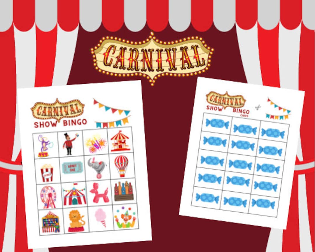 Carnival Bingo, Carnival Game, Birthday Party Game, Party Fun, Bingo ...