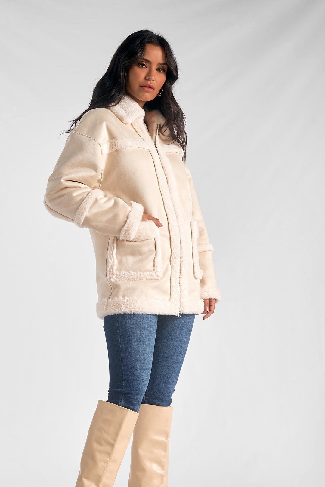 Elan Women's Sherpa Full Length Coat - Etsy