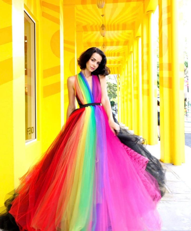 Rainbow Tulle Halter Ball Gown, LGBT Bridal Dress - Etsy