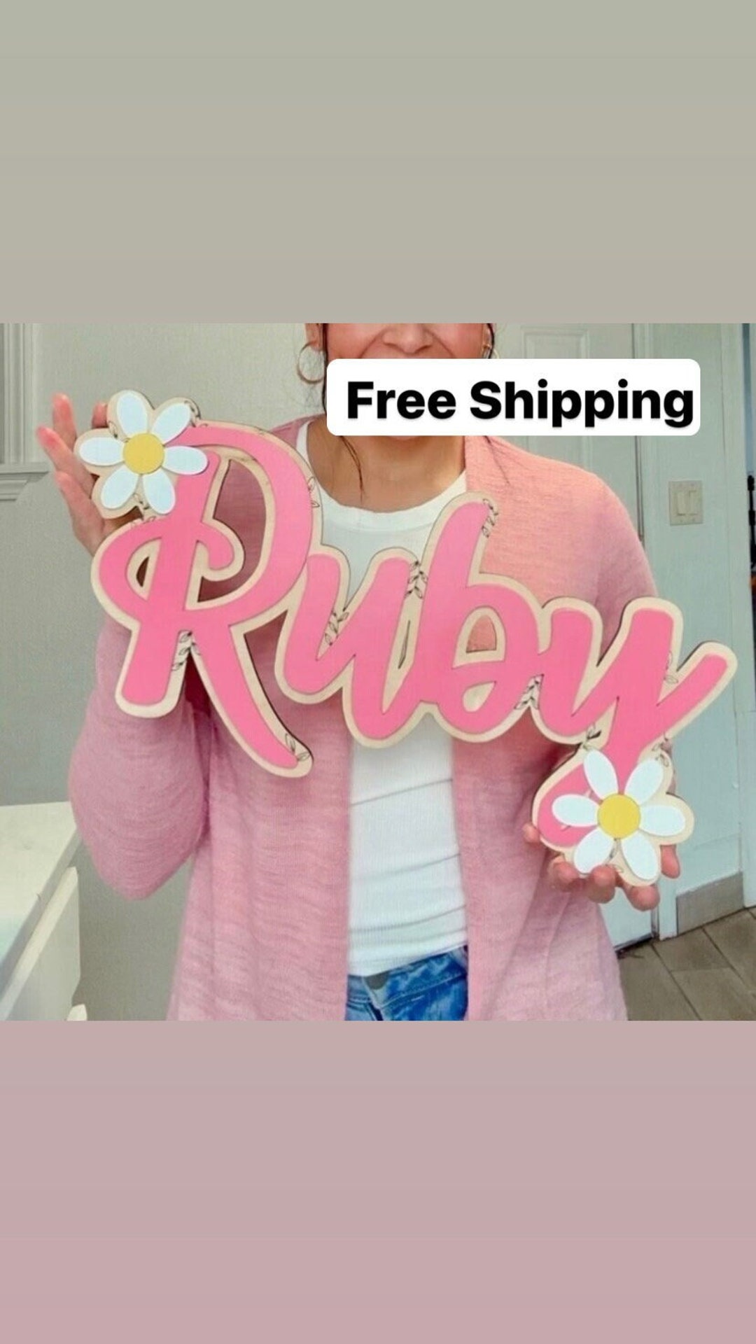 Boho Theme Decor Name, Wood Name Wall Decor, Boho Flowers, Rustic Name ...