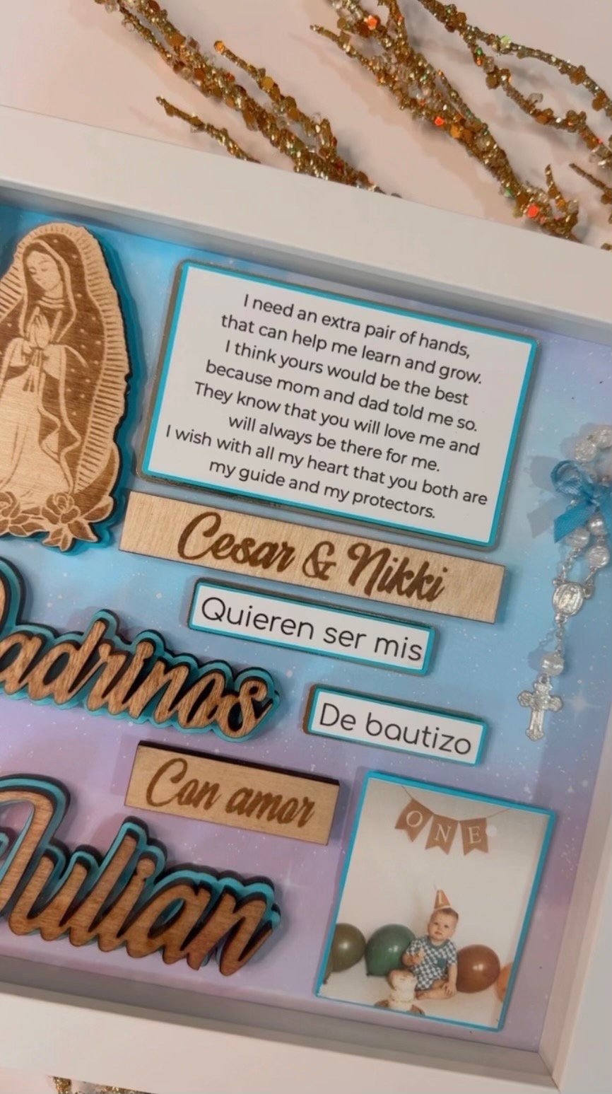 Baptism Proposal Shadow Box, Boys Shadow Box, Catholic Gift, Cuadro ...