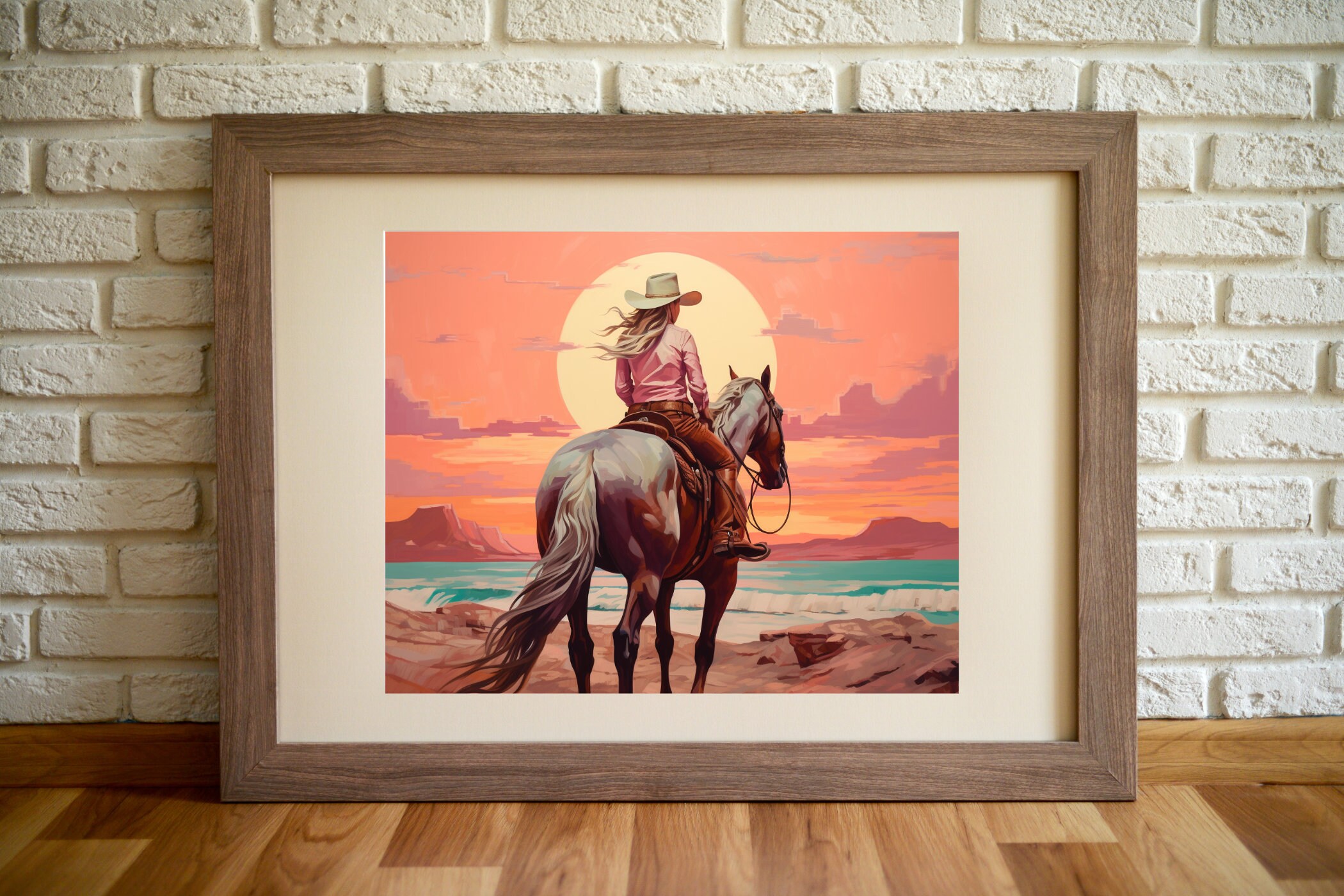 Retro Cowgirl Wall Art Printable Landscape Wall Decor - Etsy