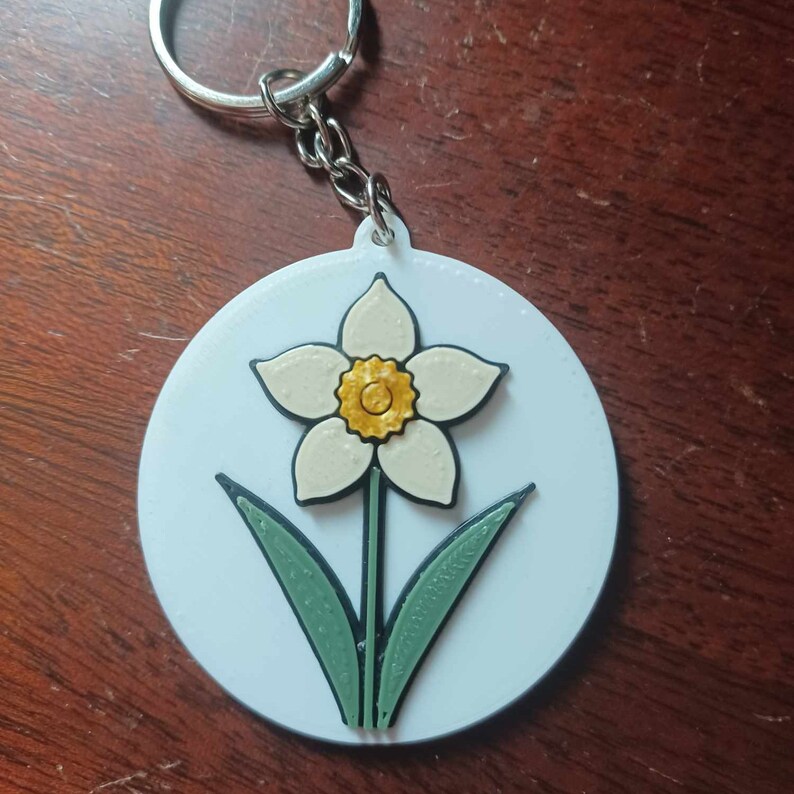 Nature-inspired 3D Printed Keychains - Daisy, Marigold, Daffodil, Tulip ...