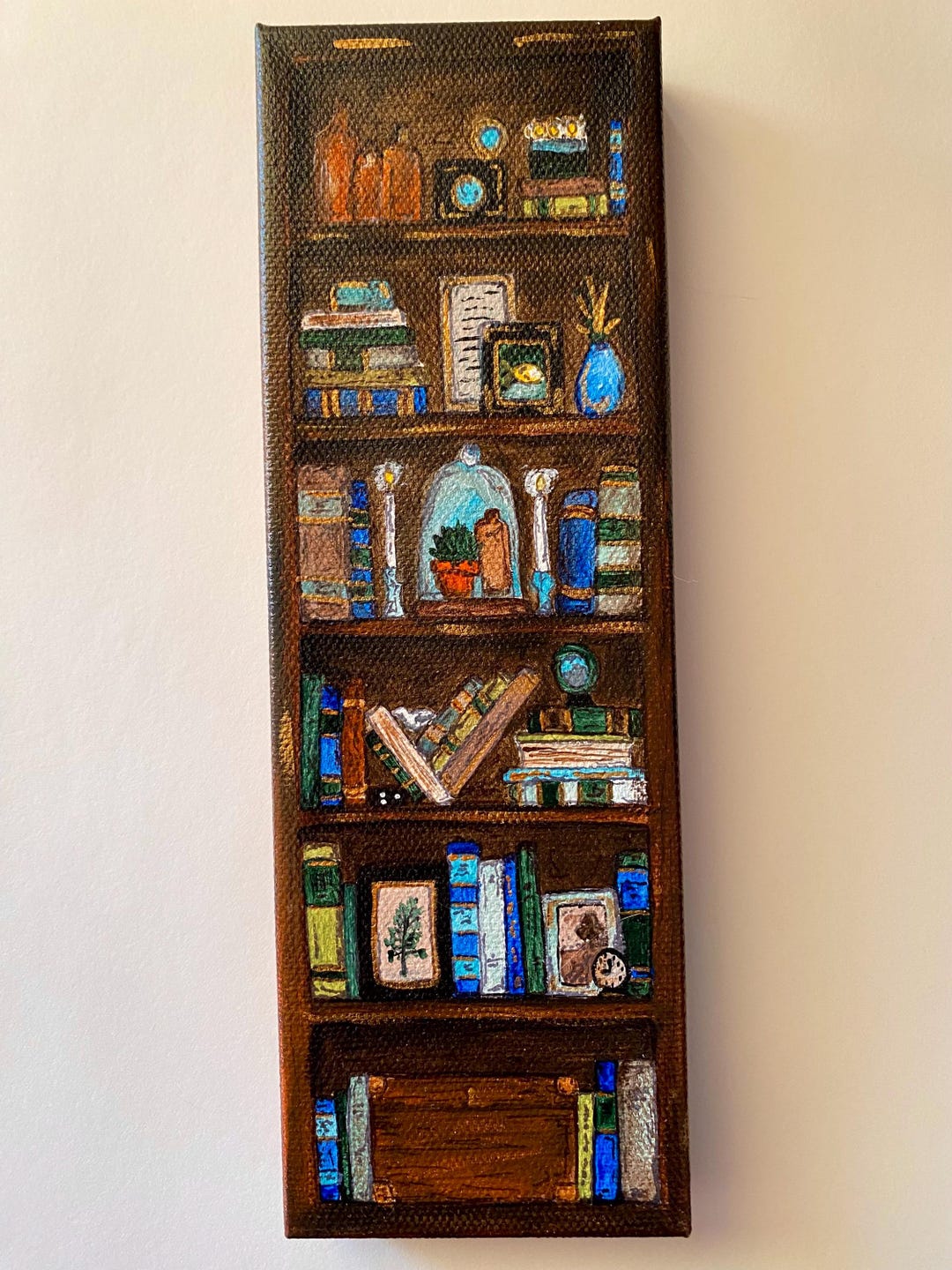 Classic Hand Painted Bookshelf in Acrylic L Hand Stretched Canvas L 3x9 ...