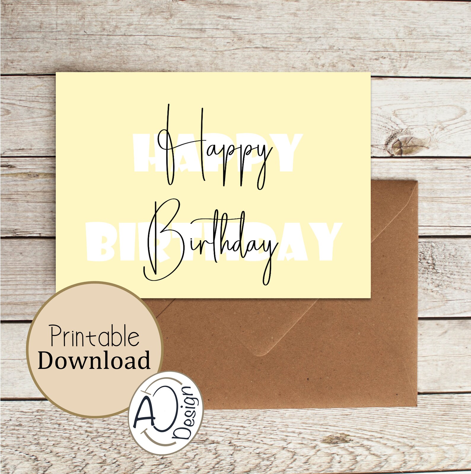 Birthday Printable Cards Set of 6 birthday Blank Card Happy Birthday ...
