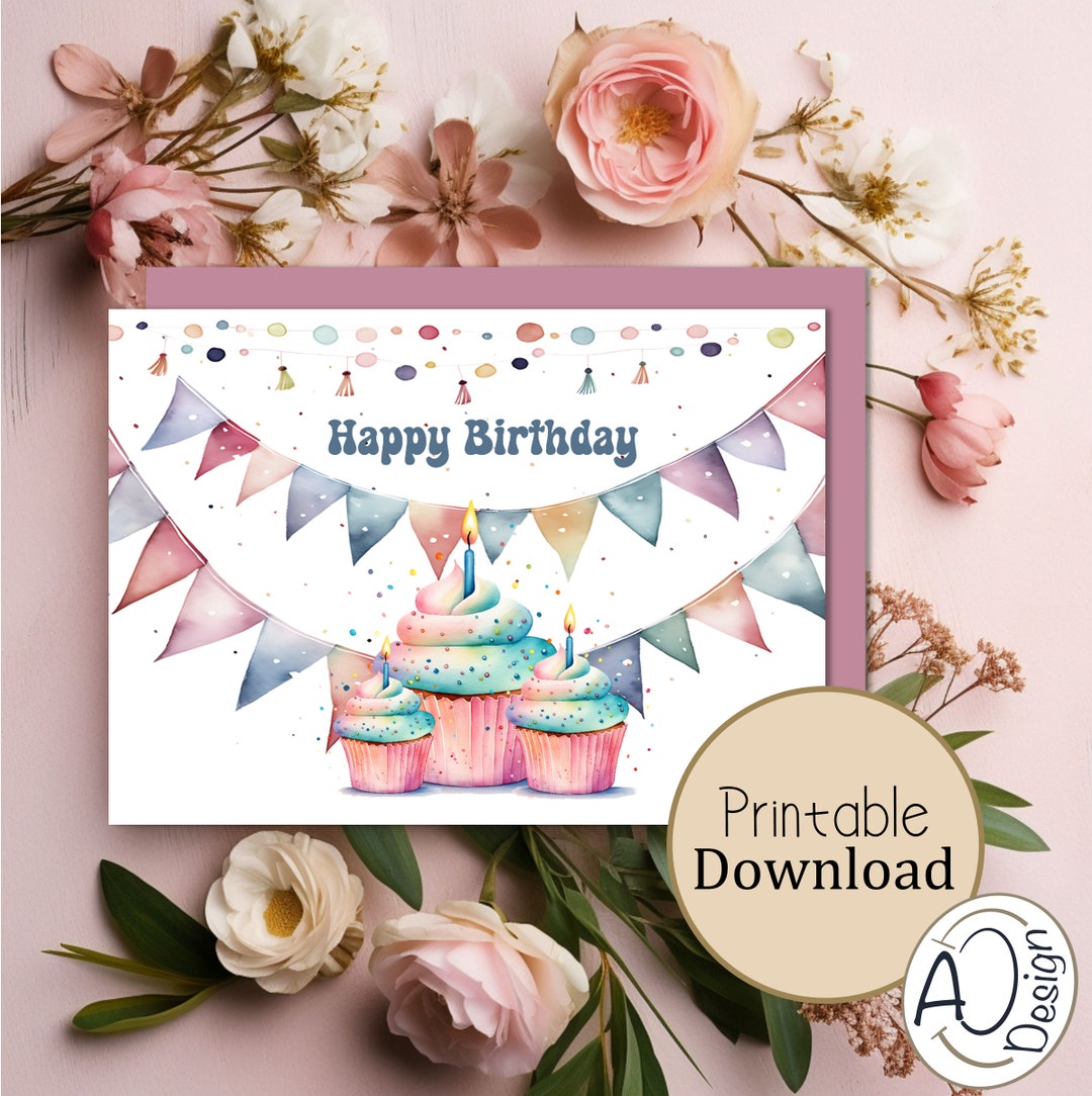 Birthday Instant Download Card Printable Happy Birthday Card - Etsy
