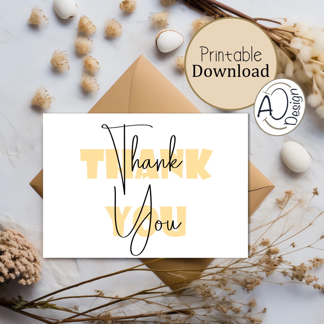 Printable Thank You Cards Pack of 6 Minimal Desing Rainbow Color Thanks ...