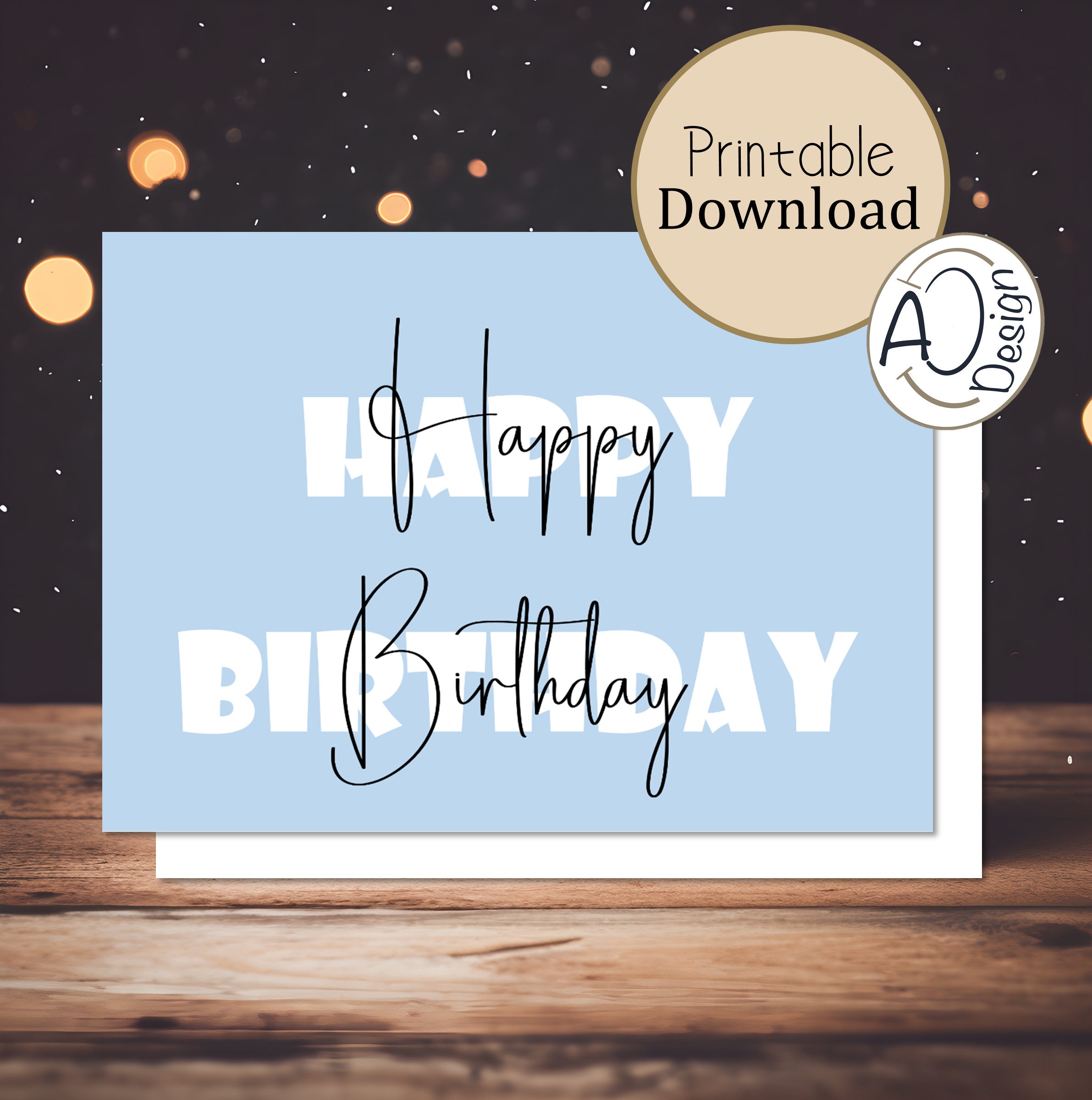 Birthday Printable Cards Set of 6 -birthday Blank Card - Happy Birthday ...