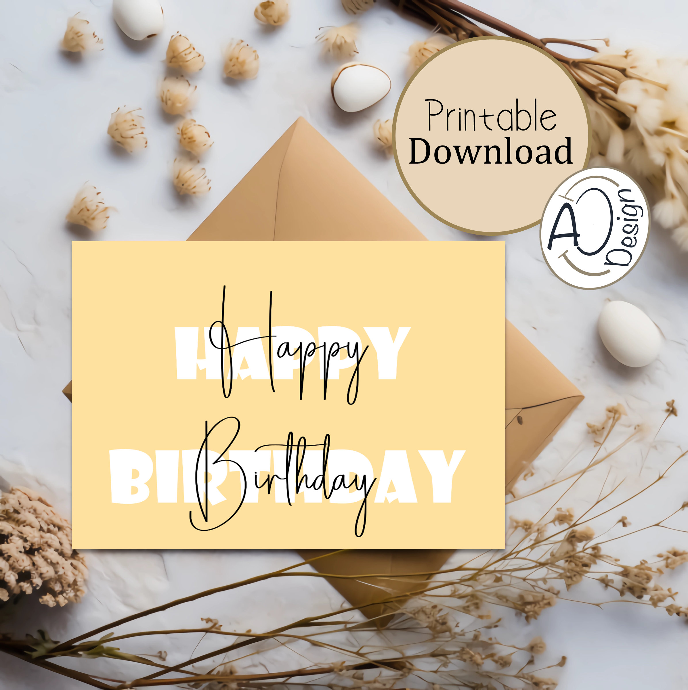 Birthday Printable Cards Set of 6 -birthday Blank Card - Happy Birthday ...