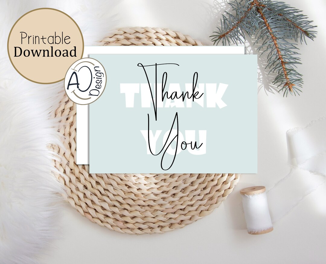 Thank You Printable Cards Pack of 6 Instant Download Thank Your Cards ...