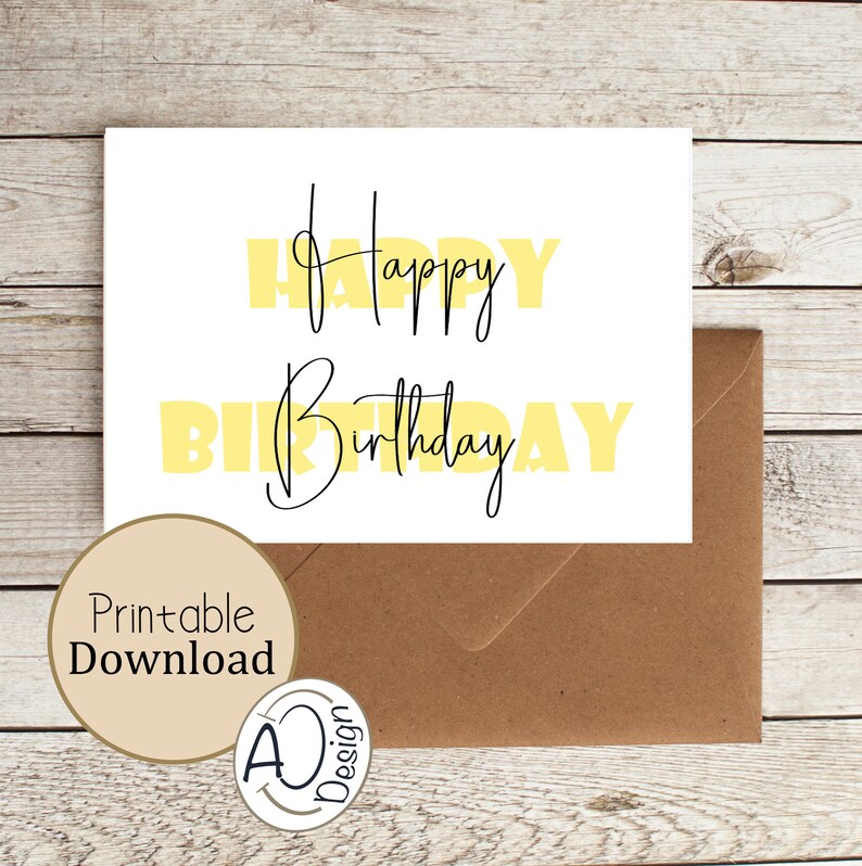 Birthday Printable Cards Set of 6 Happy Birthday Instant Download Print ...