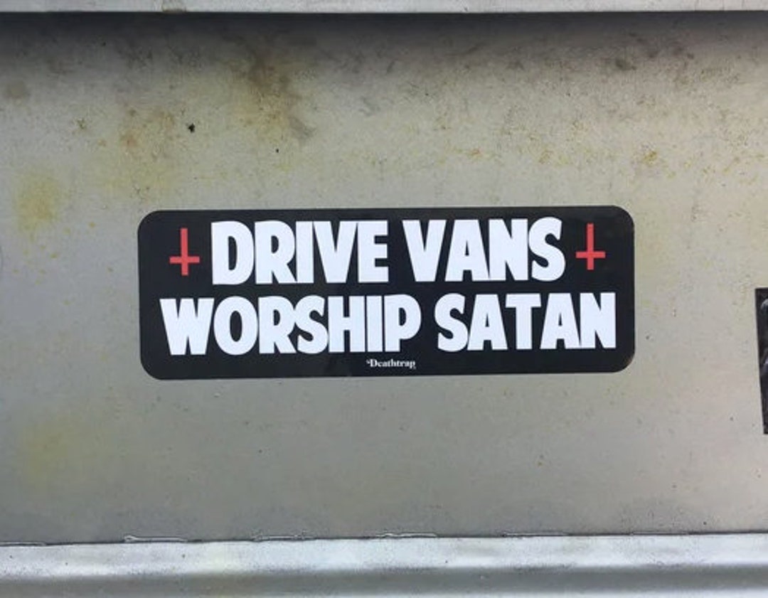 DRIVE VANS Worship SATAN Bumper Sticker Decal - Etsy
