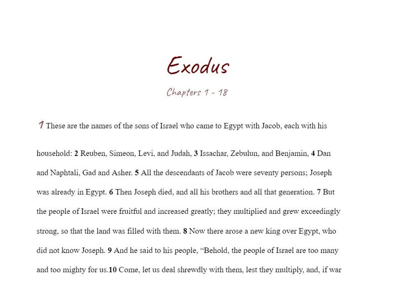 Exodus 1-18 Printable Scripture Study and Notes Resource - Etsy