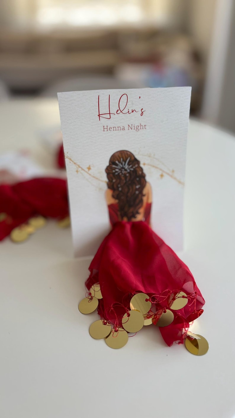 Personalized Chiffon Handkerchief Favor: Henna Night, Wedding Keepsake ...