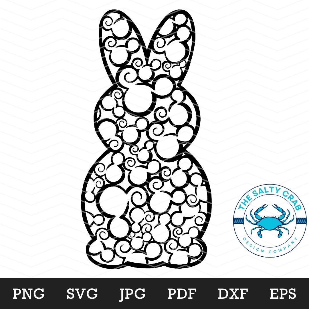 Easter Bunny Hidden Mickeys SVG PNG EPS | Metalwork Scrolling Mickey ...