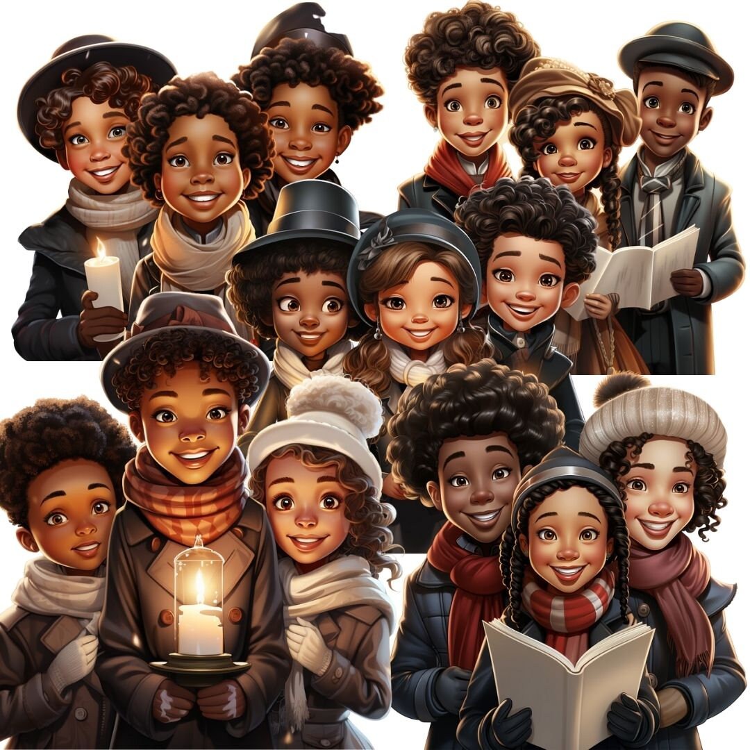 Black Children Christmas Caroling, Clip Art, Holidays, Christmas, High ...